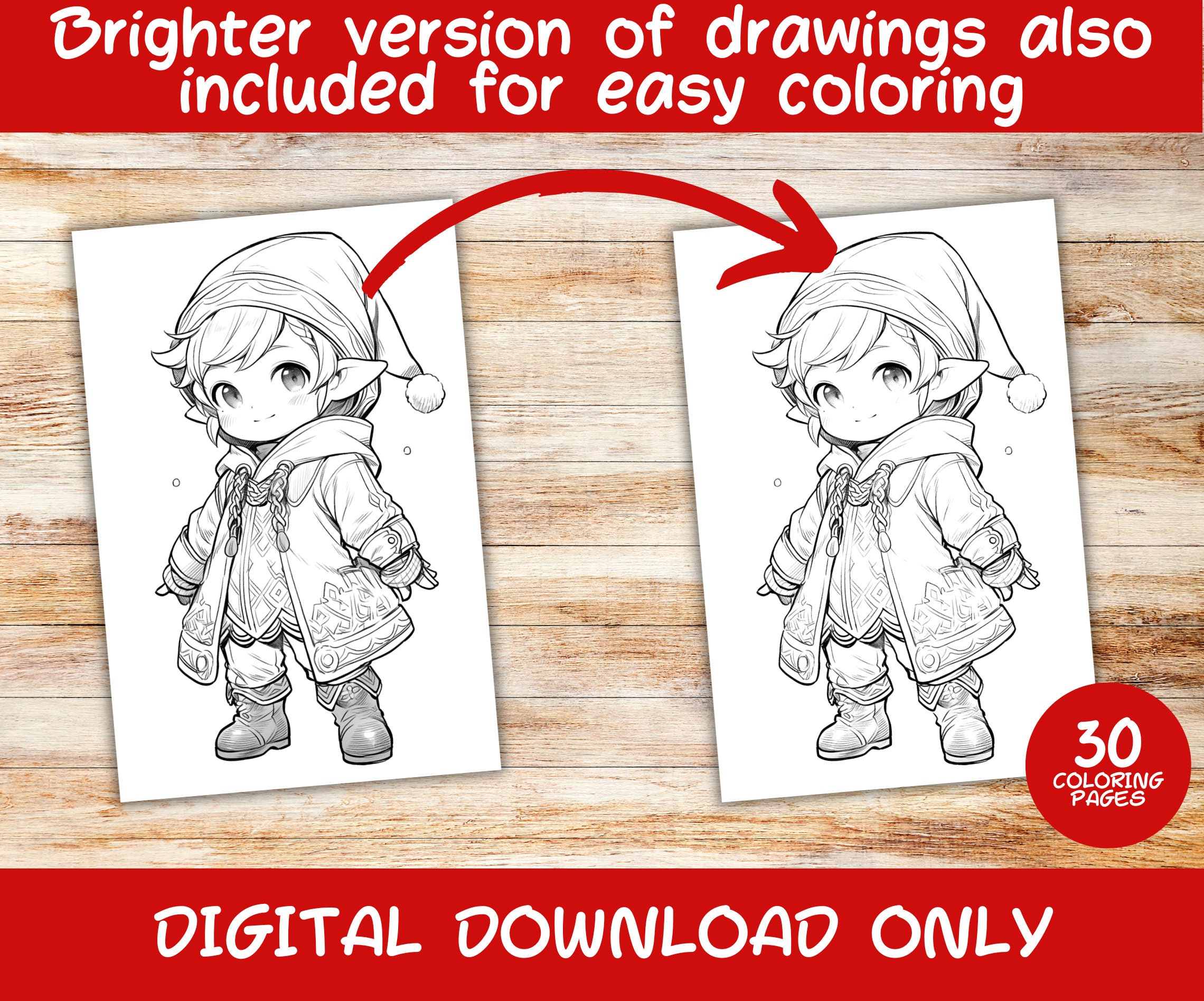 30 Santa's Elves Volume 1 Coloring Pages Book Kids - Etsy