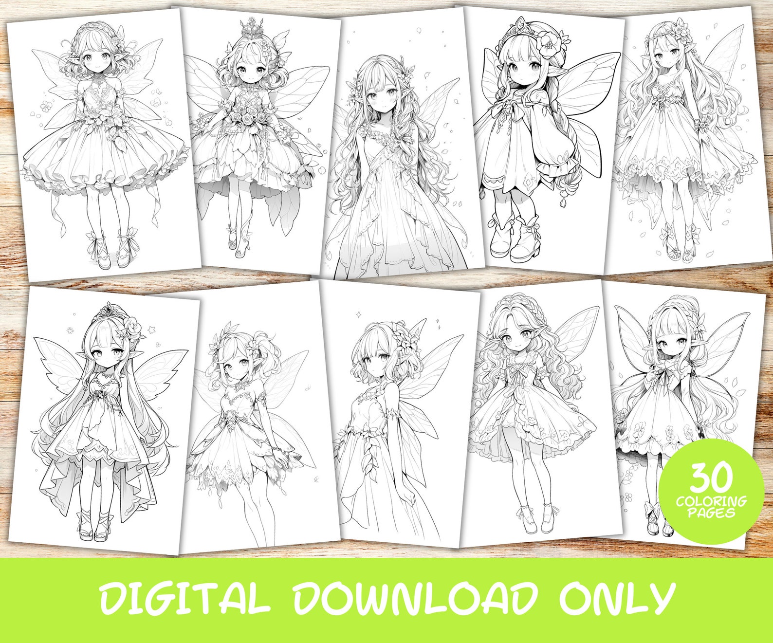 30 Fairies Volume 4 Coloring Pages Book, Kids, Adults, Instant Download ...