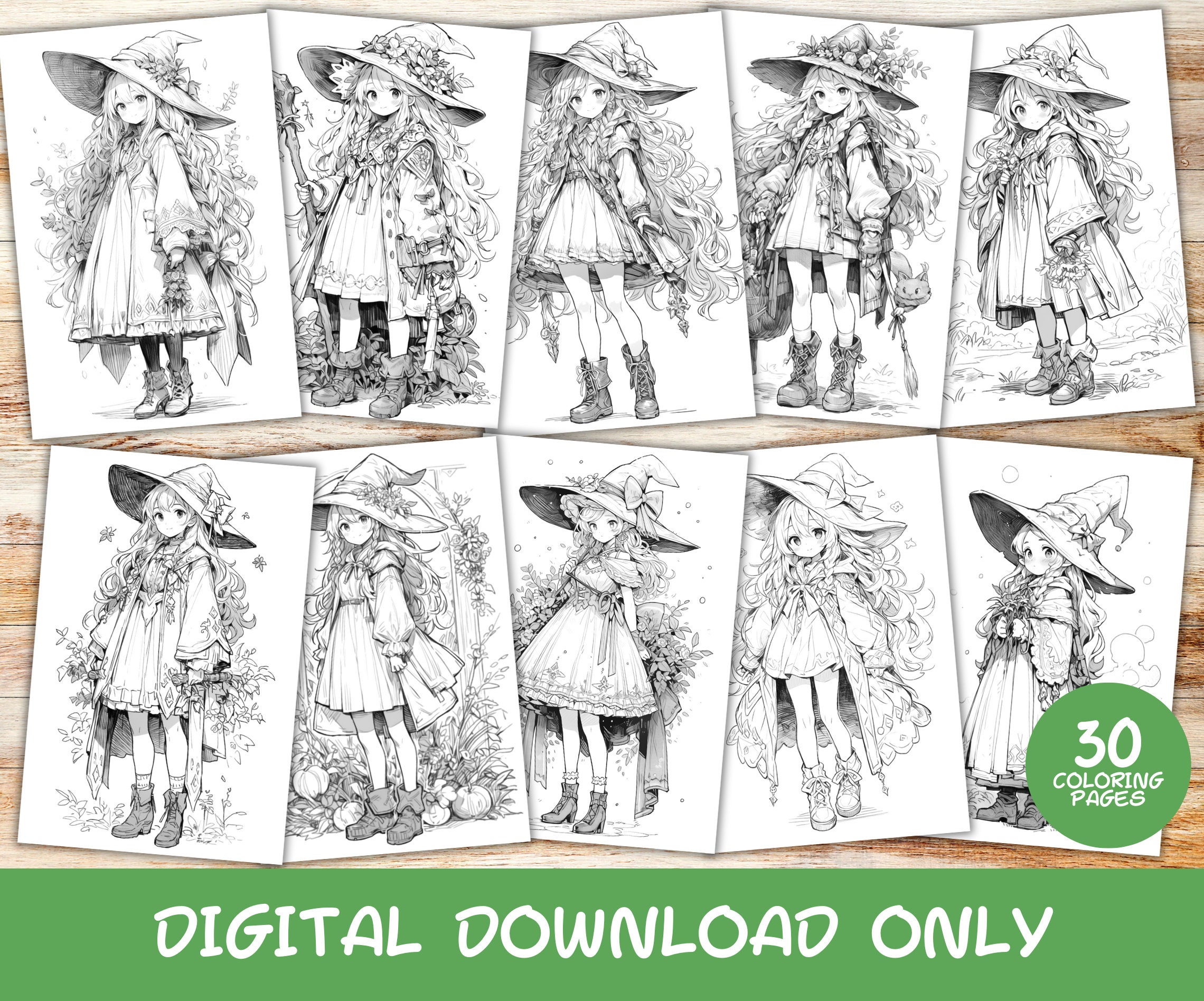 30 Forest Witches Coloring Pages Book Kids Adults Instant - Etsy
