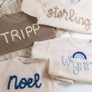 Personalized Hand-embroidered Baby Boy Sweater | Custom Name Newborn ...