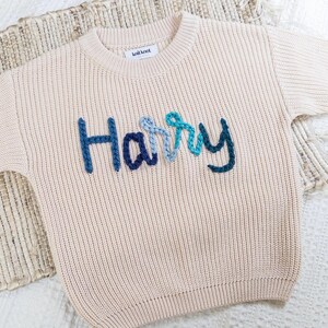 Personalized Hand-embroidered Baby Boy Sweater | Custom Name Newborn ...