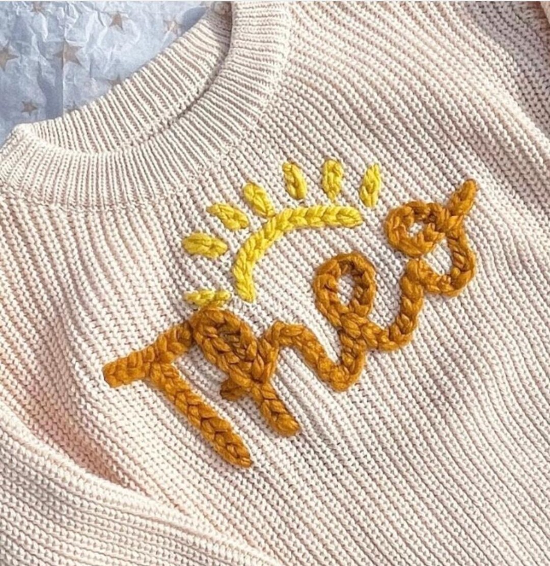 Personalized Hand-embroidered Baby Boy Sweater | Custom Name Newborn ...