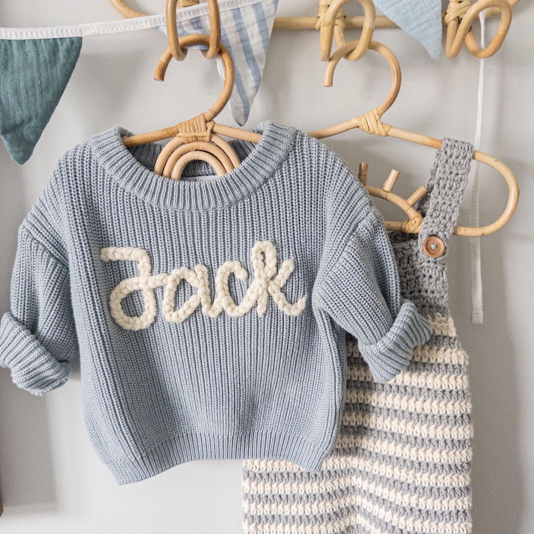 Customized Hand-embroidered Baby Name Sweaters | Personalized Newborn ...