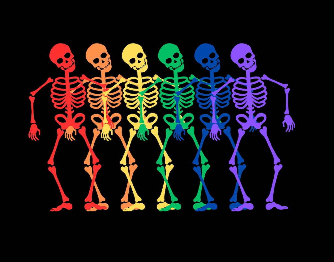 Rainbow Skeleton Poster - Etsy