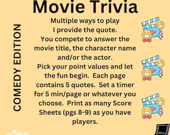 Movie Trivia for the Avid Movie Person - Etsy