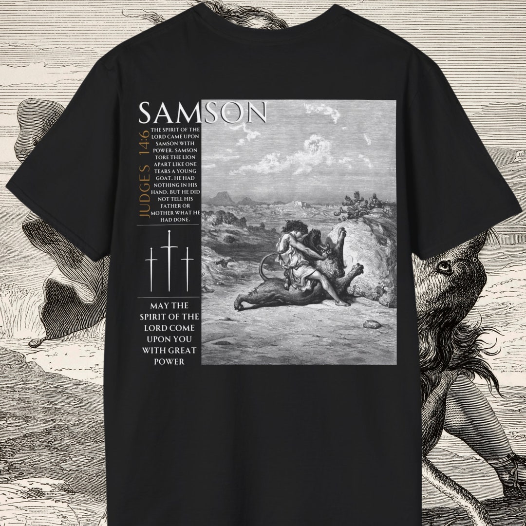 SAMSON and the Lion BIF, Comfort Colors, BIF. Christian T-shirt Trendy ...