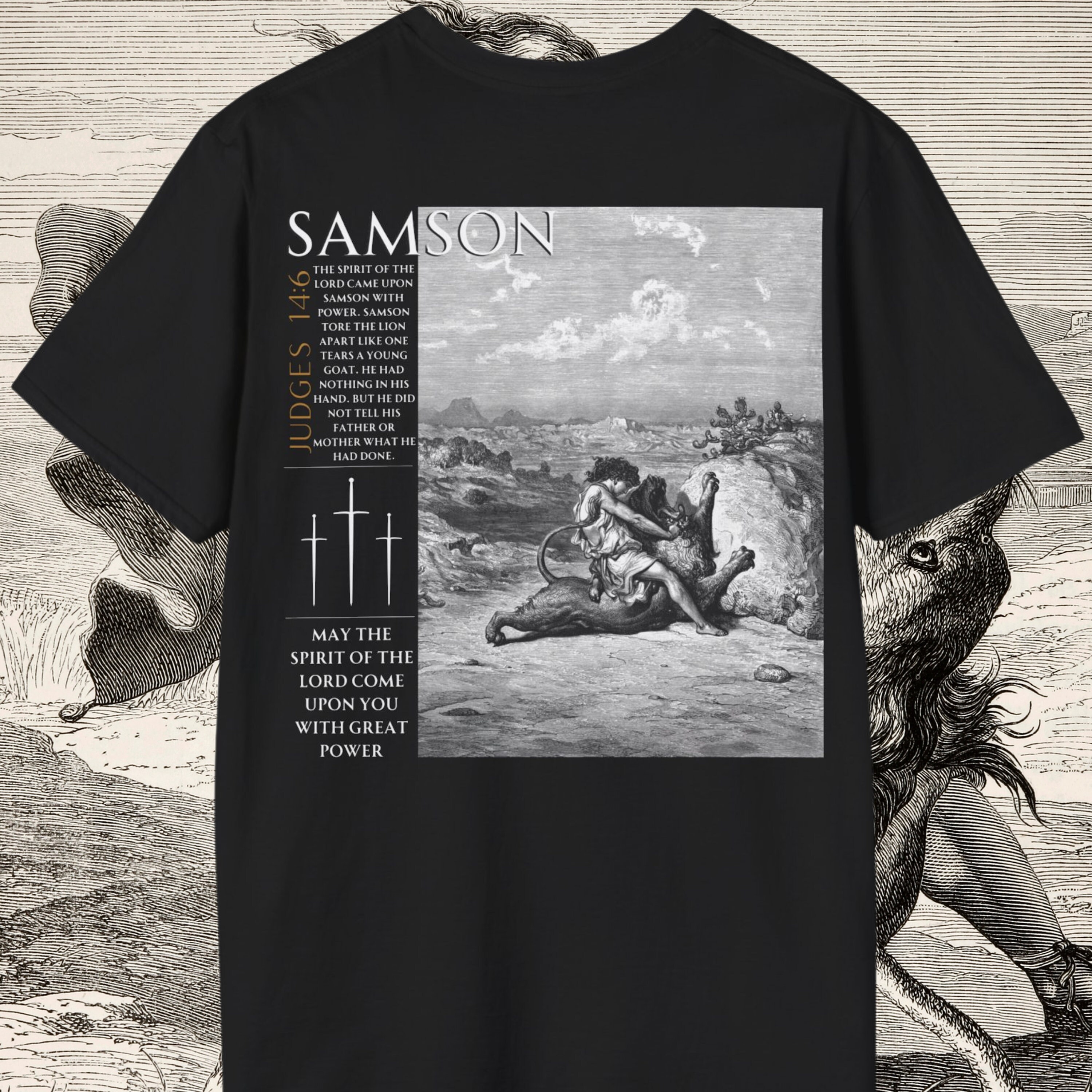 SAMSON and the Lion BIF, Comfort Colors, BIF. Christian T-shirt Trendy ...