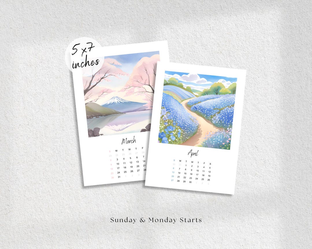 2026 Mini Watercolor Calendar: 5x7 Printable Monthly Calendar, Digital ...