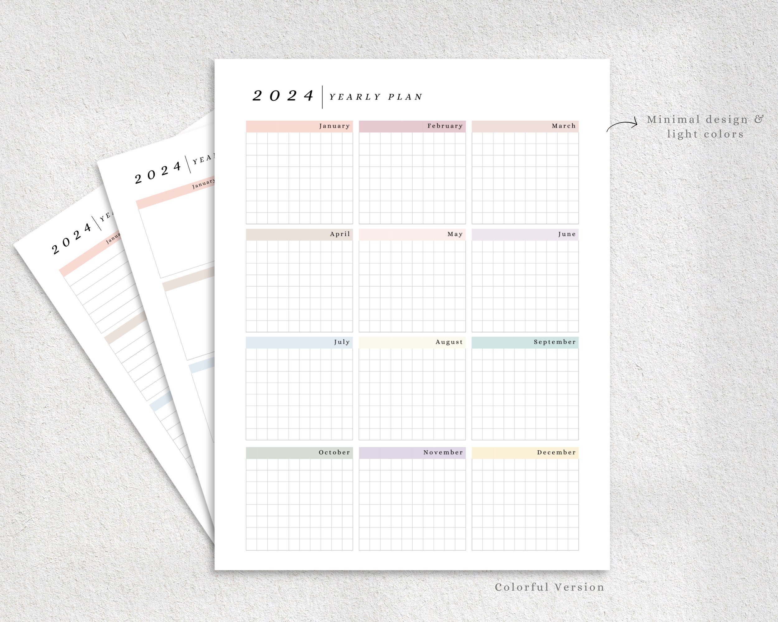 2025 Year on One Page Planner Printable, 2025 Yearly Overview, Year at ...