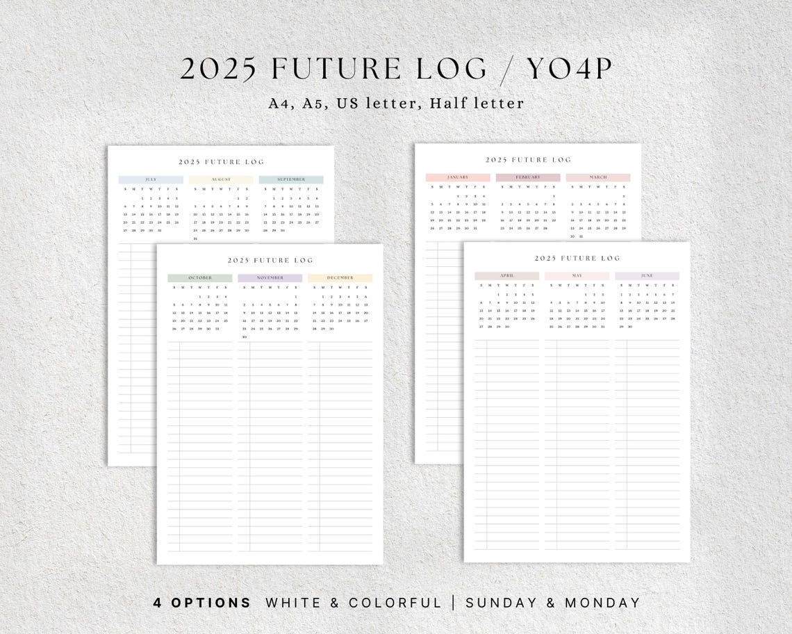 2025 Future Log Planner: Yearly Overview (digital Download) - Etsy