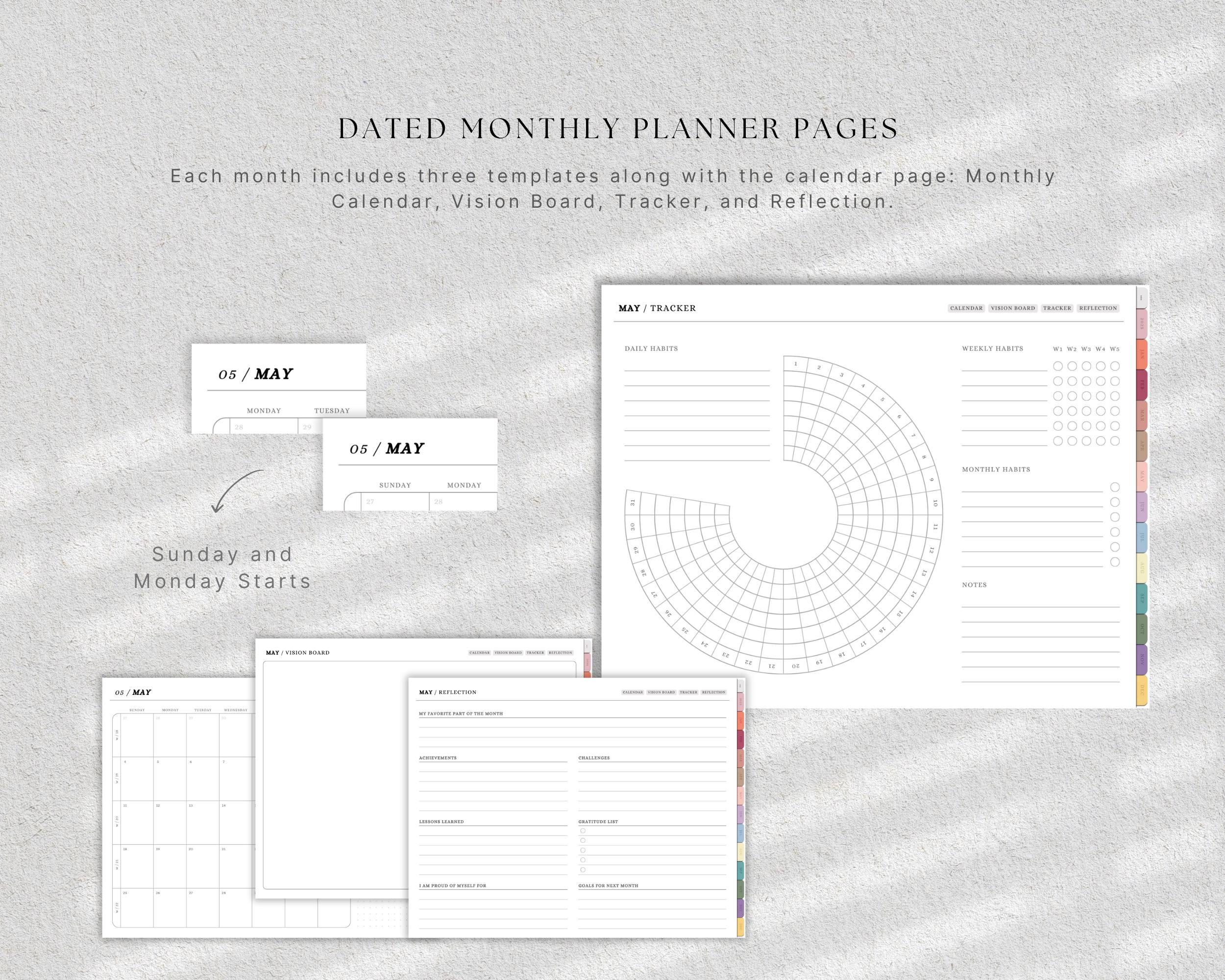 2025 Monthly Digital Planner, Landscape Calendar for Goodnotes, Xodo ...