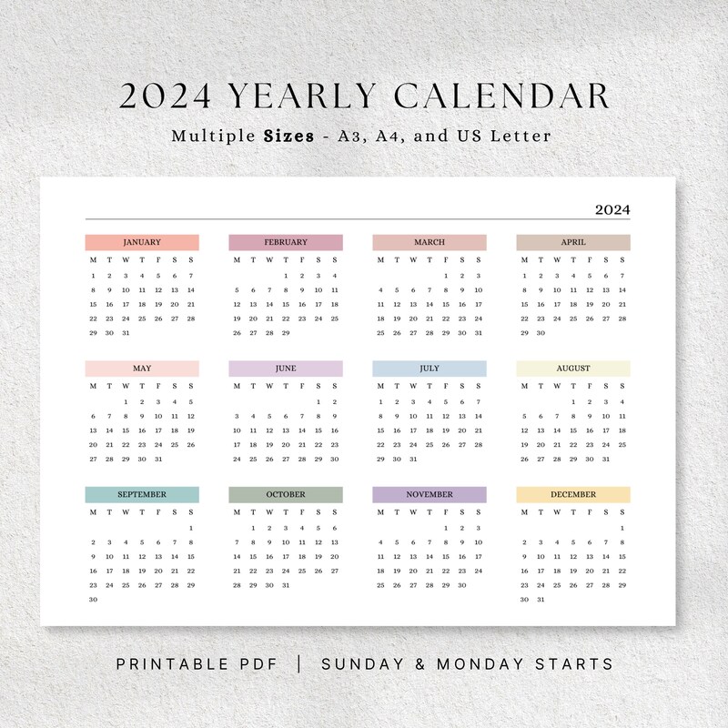 Printable 2024 Calendar - Etsy