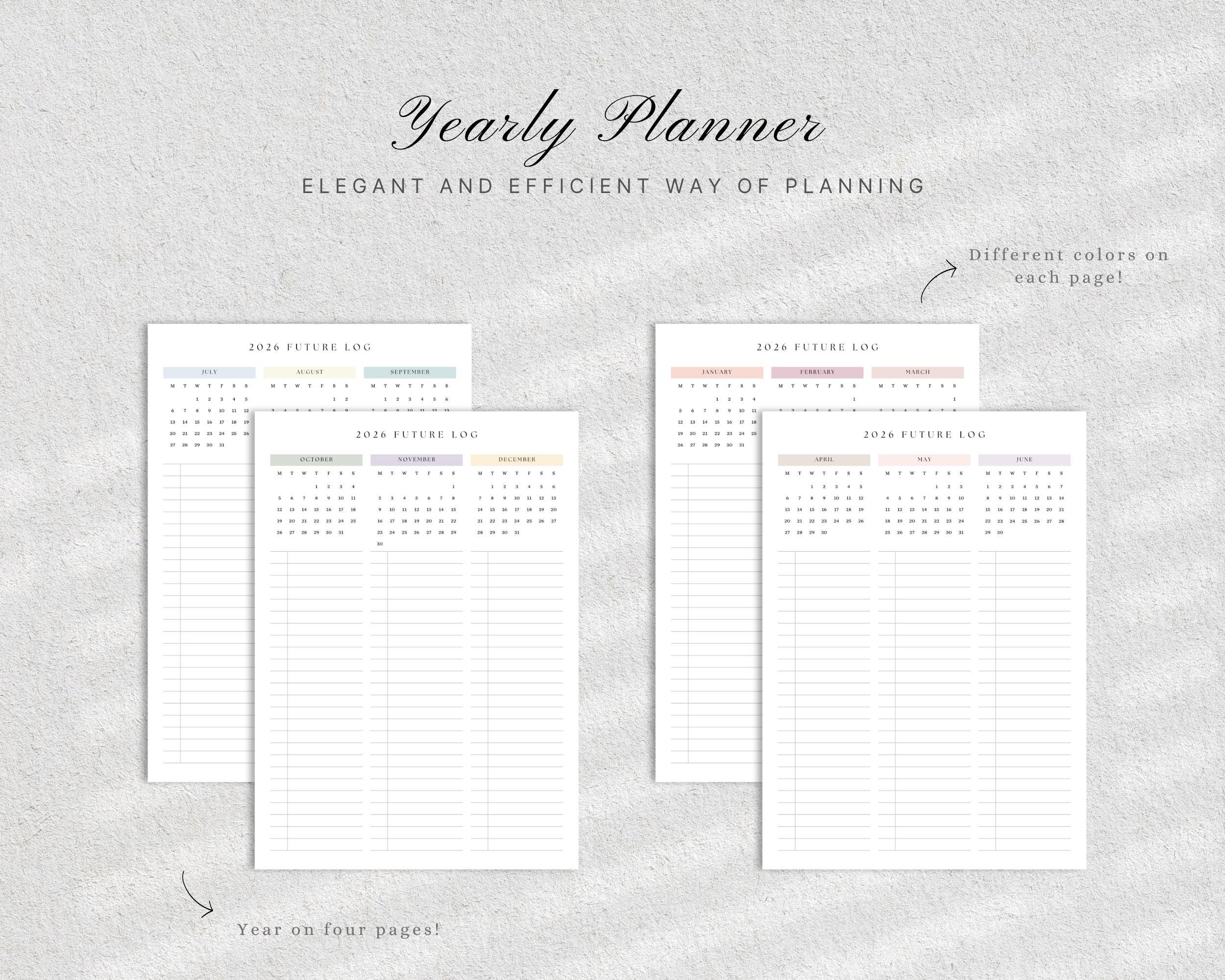 2026 Future Log Printable, Yearly Planner, Monthly Overview, Digital ...