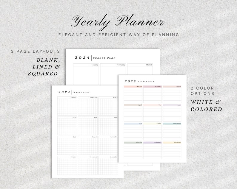 2025 Year on One Page Planner Printable, 2025 Yearly Overview, Year at ...