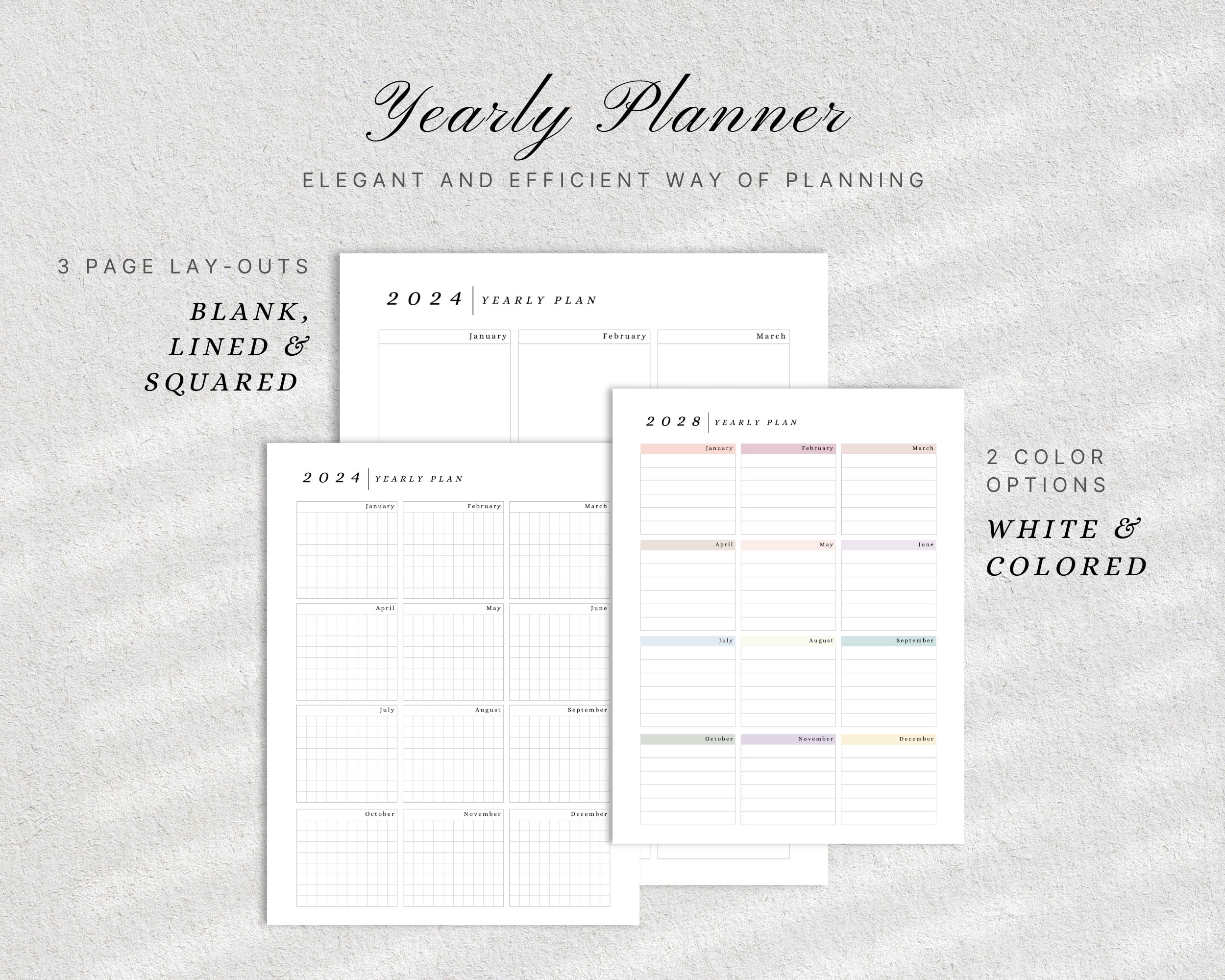2025 Year on One Page Planner Printable, 2025 Yearly Overview, Year at ...