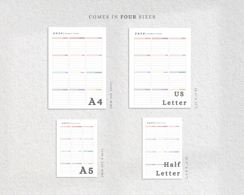 2025 Year on One Page Planner Printable, 2025 Yearly Overview, Year at ...