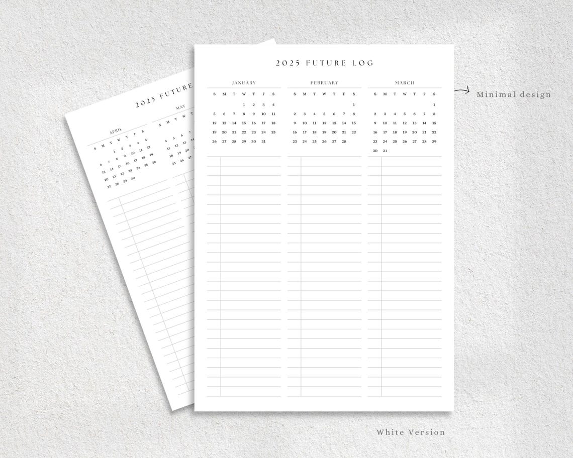 2025 Future Log Planner: Yearly Overview (digital Download) - Etsy