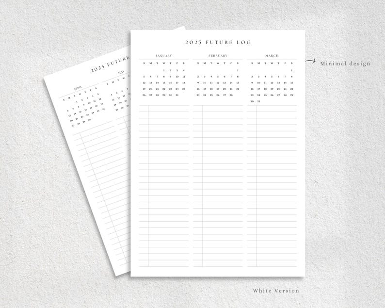 2025 Future Log Planner: Yearly Overview (digital Download) - Etsy