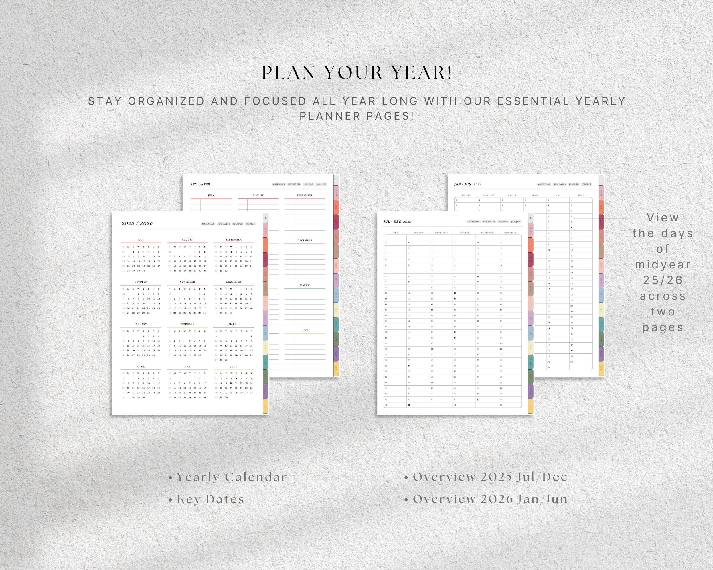 2025-2026 Digital Monthly Planner, Hyperlinked Midyear Calendar ...