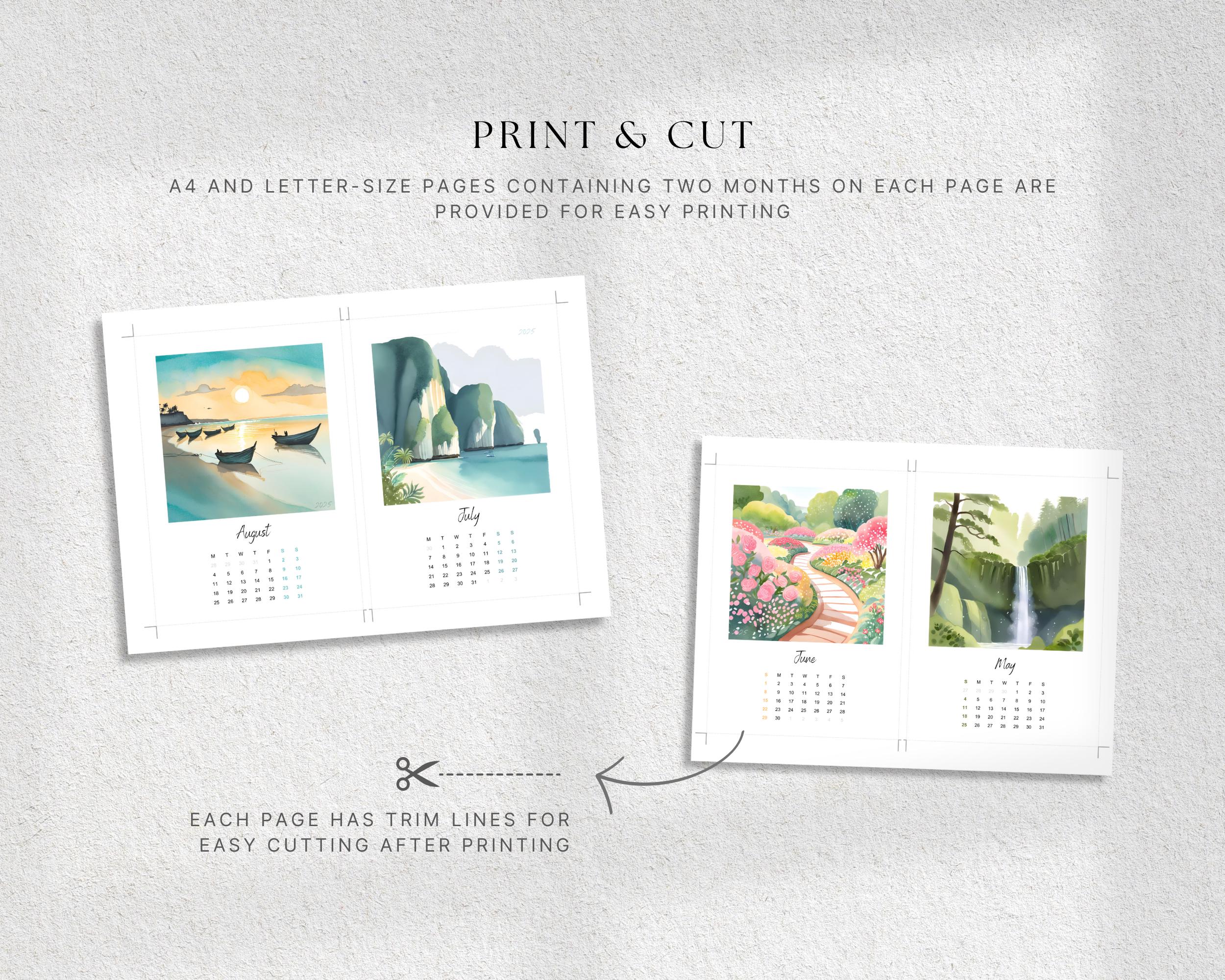 Mini Watercolor Calendar 2025, Monthly Calendar 2025, 5 X 7 Inches ...