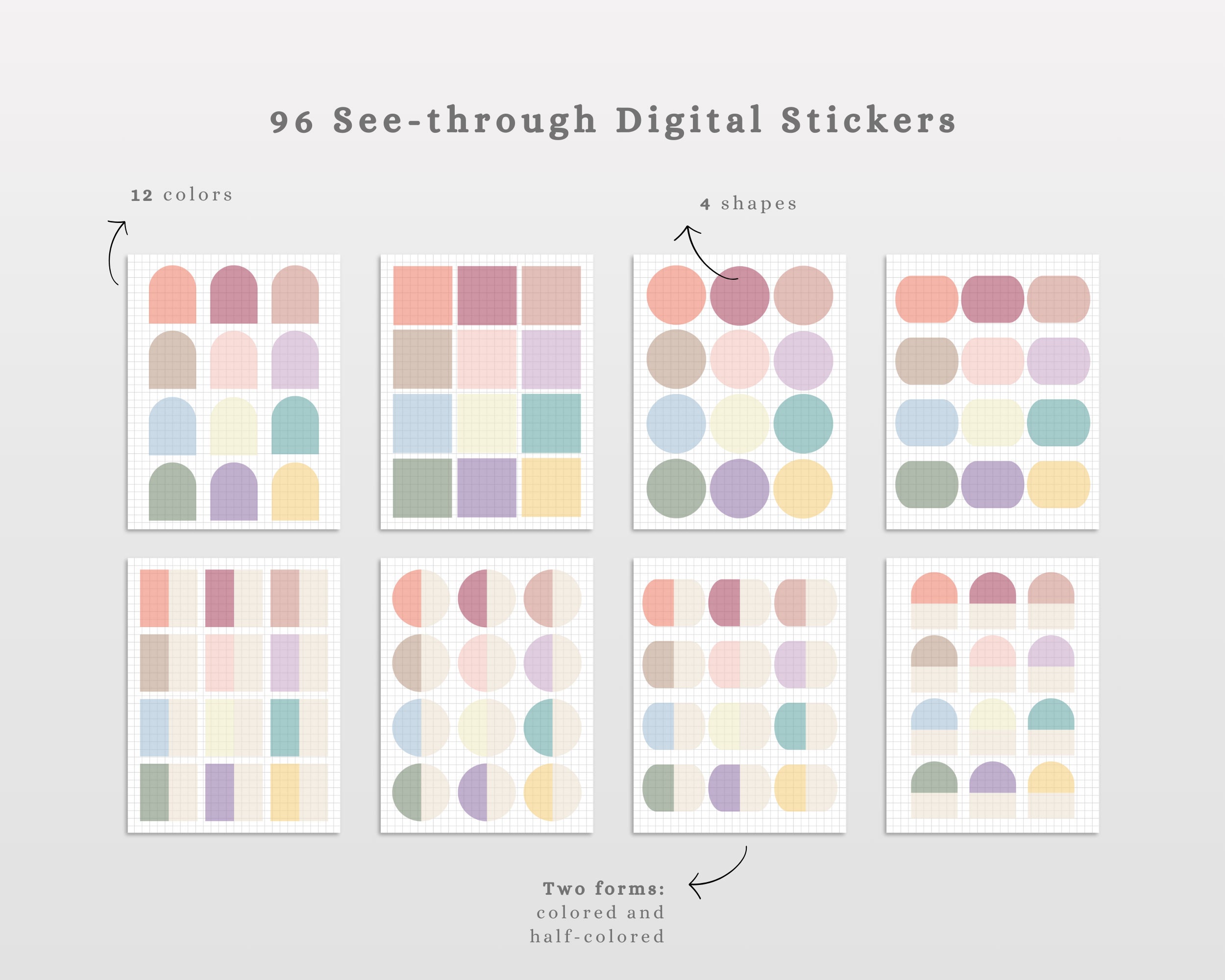 Transparent Stickers Digital, Goodnotes Stickers, Digital Sticky Notes ...