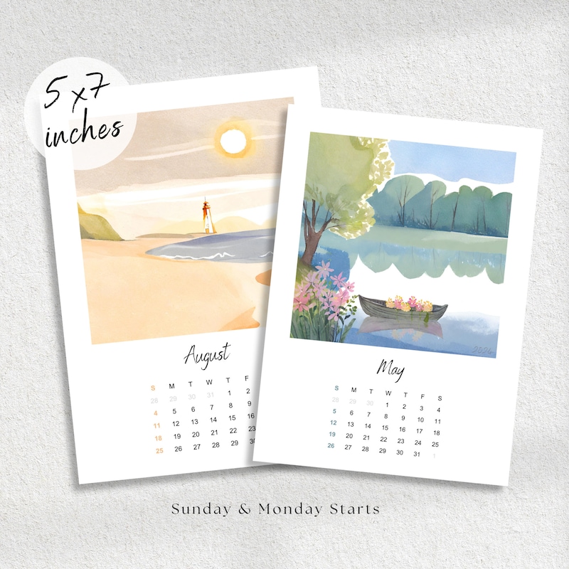 Watercolor Calendar - Etsy