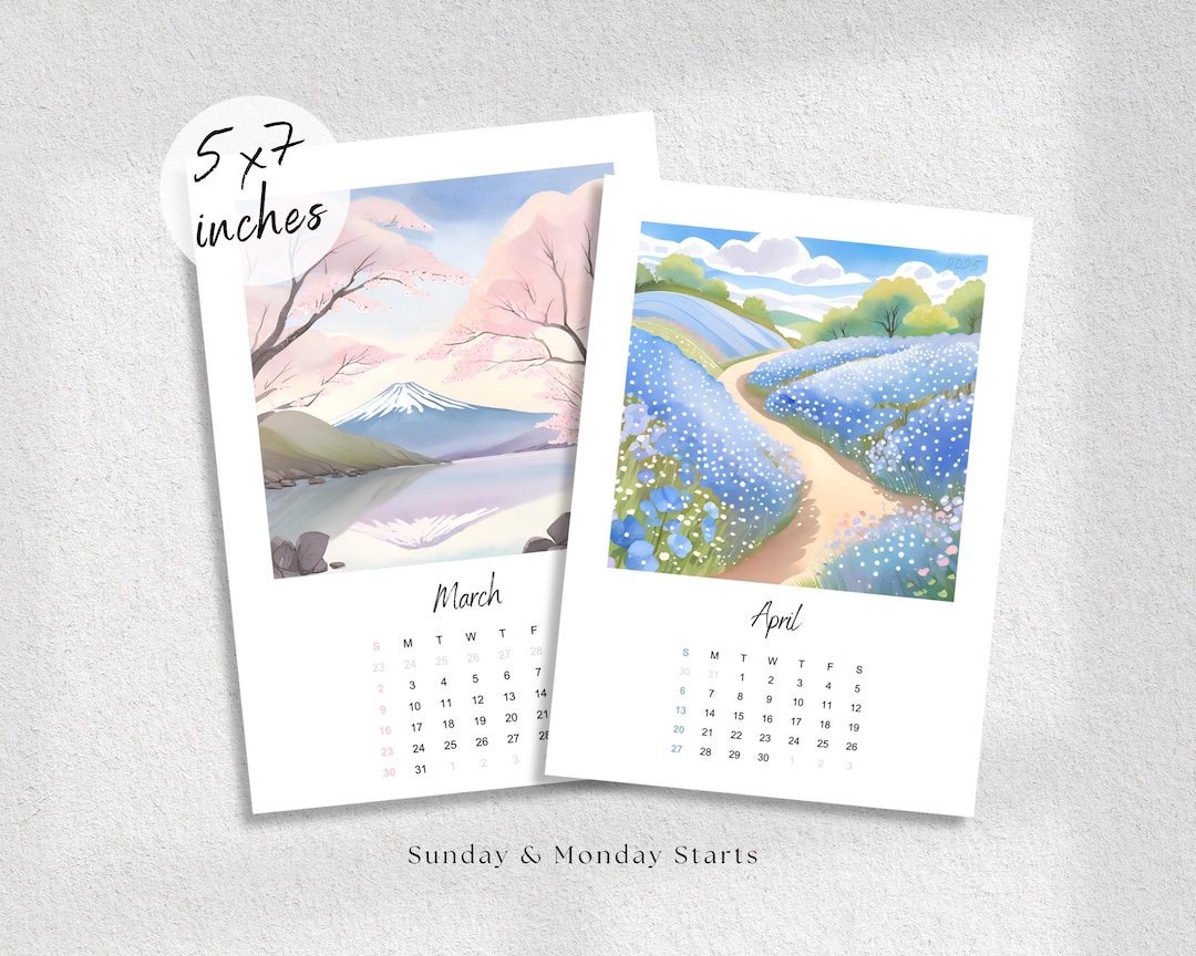 Mini Watercolor Calendar 2025, Monthly Calendar 2025, 5 X 7 Inches ...