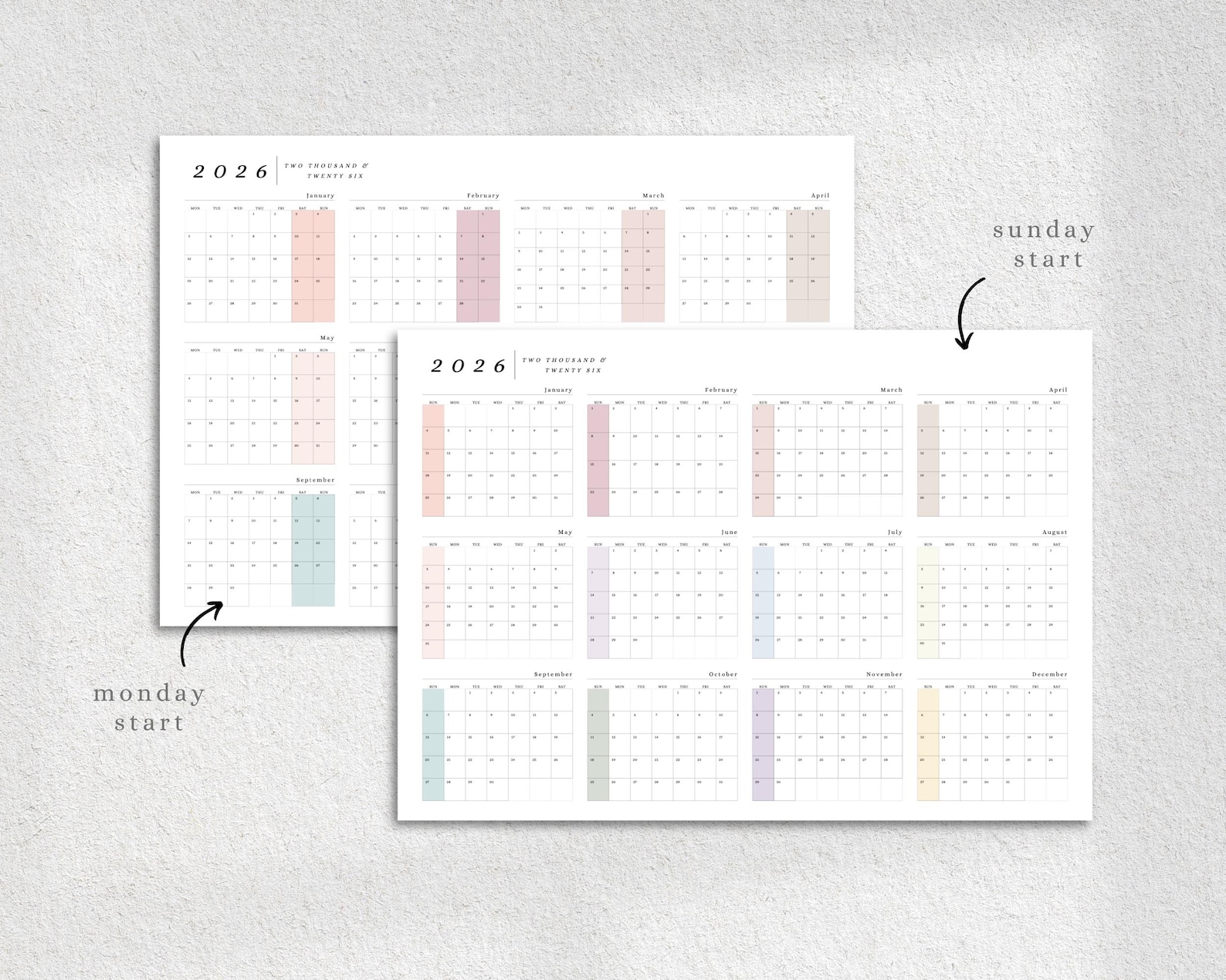 2026 Wall Planner, Large Printable Year-at-a-glance Calendar, PDF ...