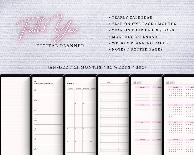 2024 Digital Planner Weekly Planner 2024 Goodnotes Planner - Etsy