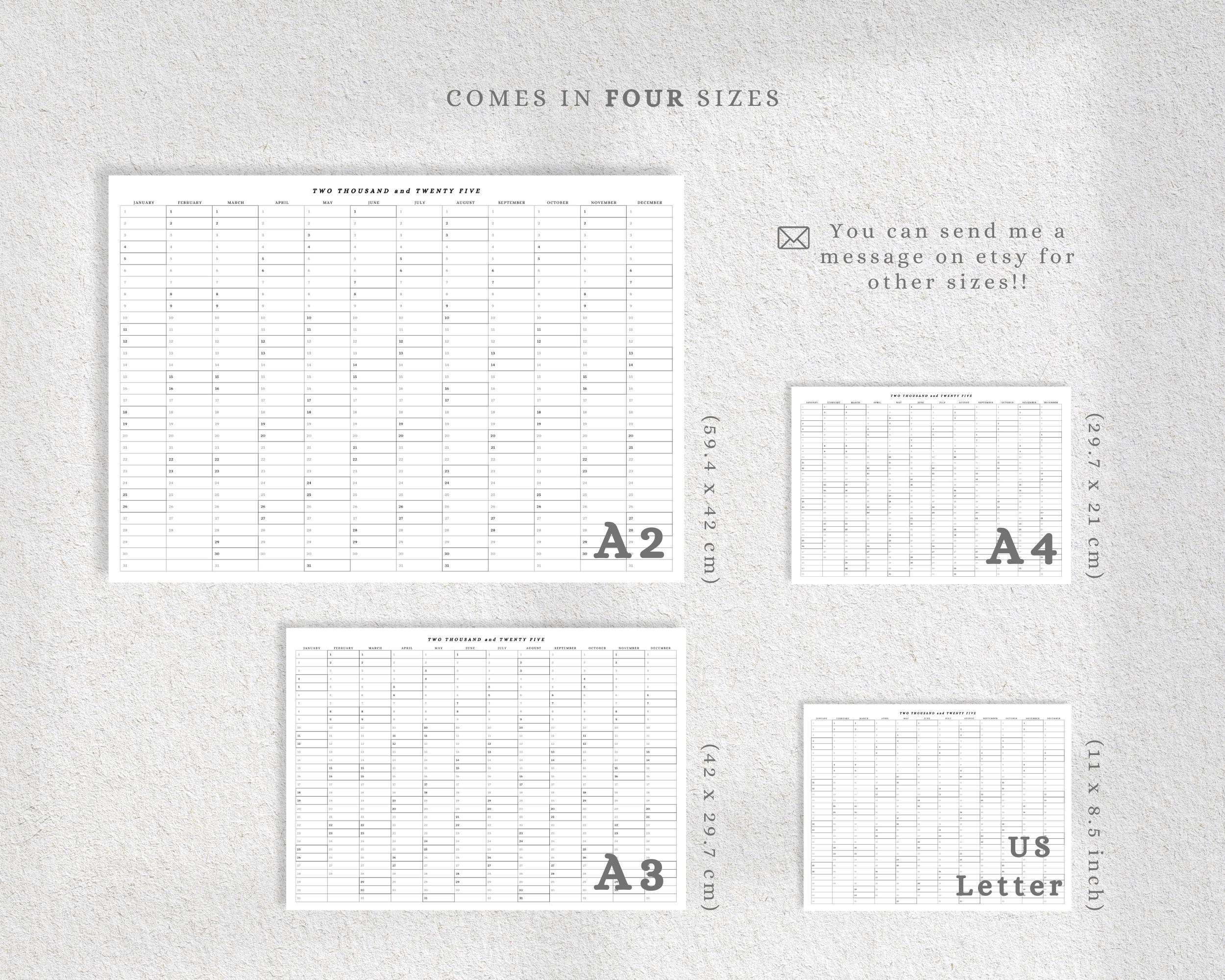 2025 Rainbow Wall Calendar: Year at A Glance Planner (printable PDF) - Etsy