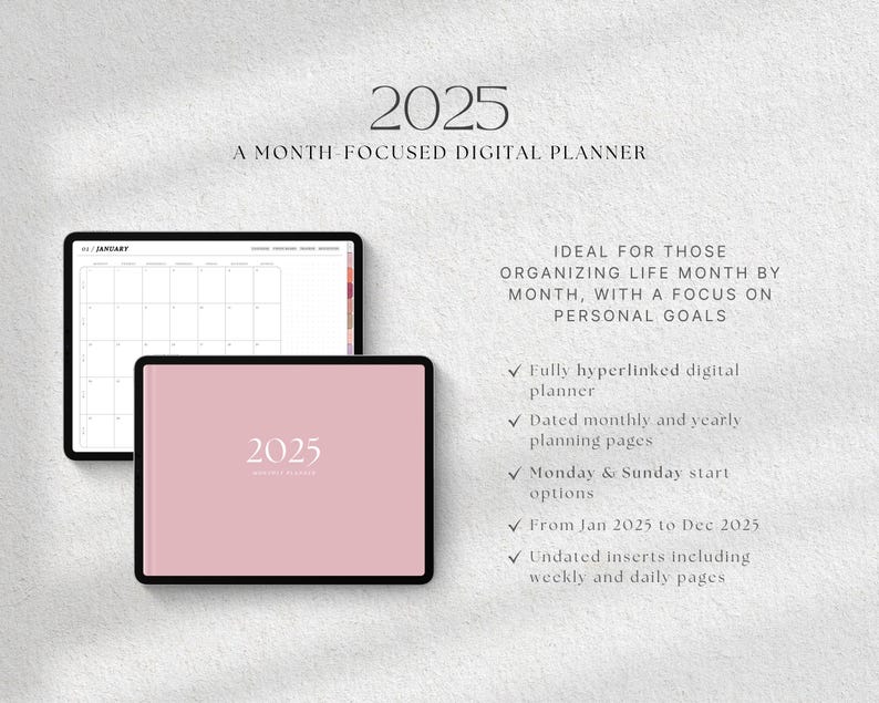 2025 Monthly Digital Planner, Landscape Calendar for Goodnotes, Xodo ...