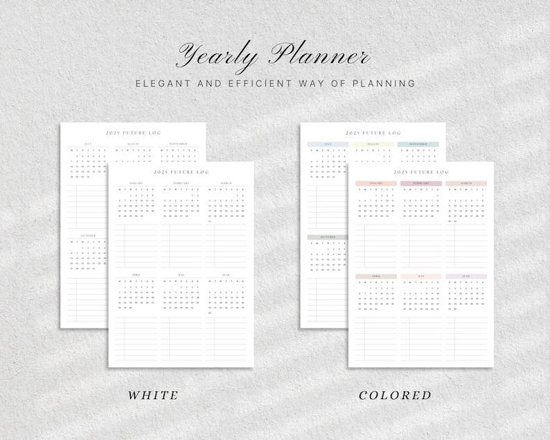 2025 Future Log Printable, Yearly Overview, Monthly Calendar, Digital ...