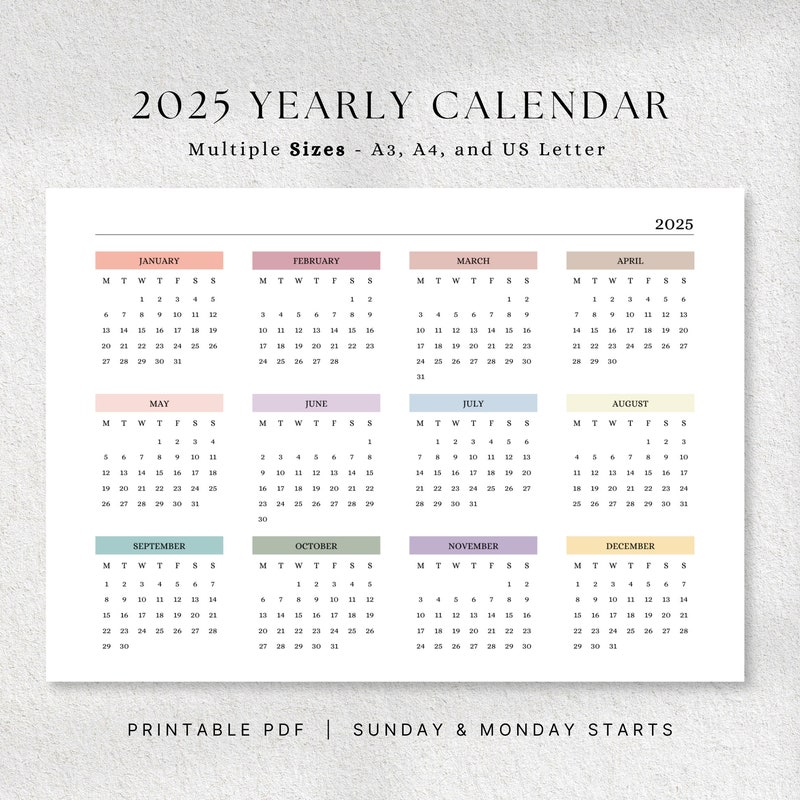Colorful Calendar - Etsy