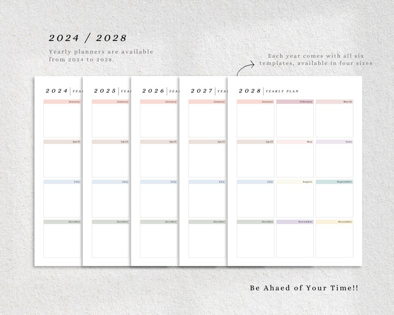 2025 Year on One Page Planner Printable, 2025 Yearly Overview, Year at ...