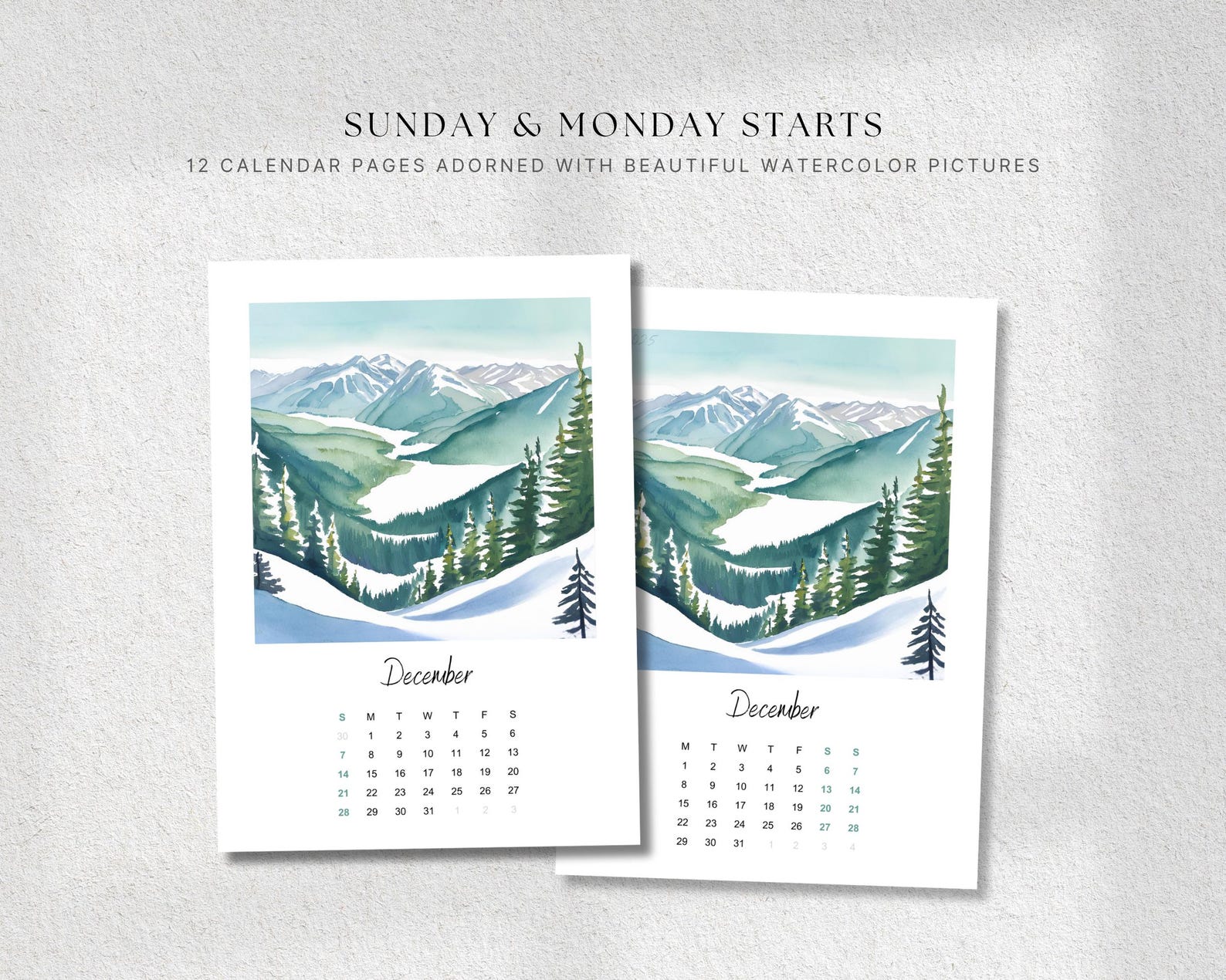 Mini Watercolor Calendar 2025, Monthly Calendar 2025, 5 X 7 Inches ...