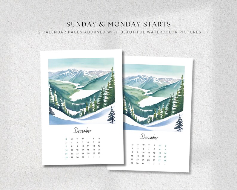 Mini Watercolor Calendar 2025, Monthly Calendar 2025, 5 X 7 Inches ...