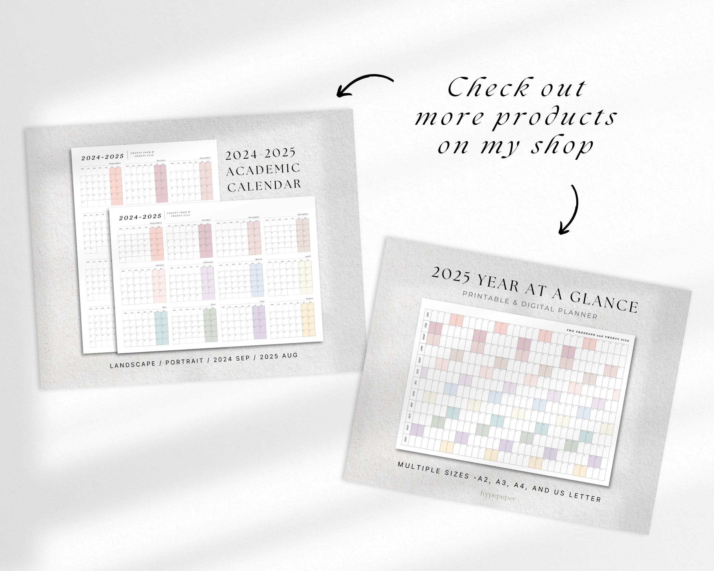 2024 2025 Academic Wall Calendar, Portrait Large Printable Calendar ...