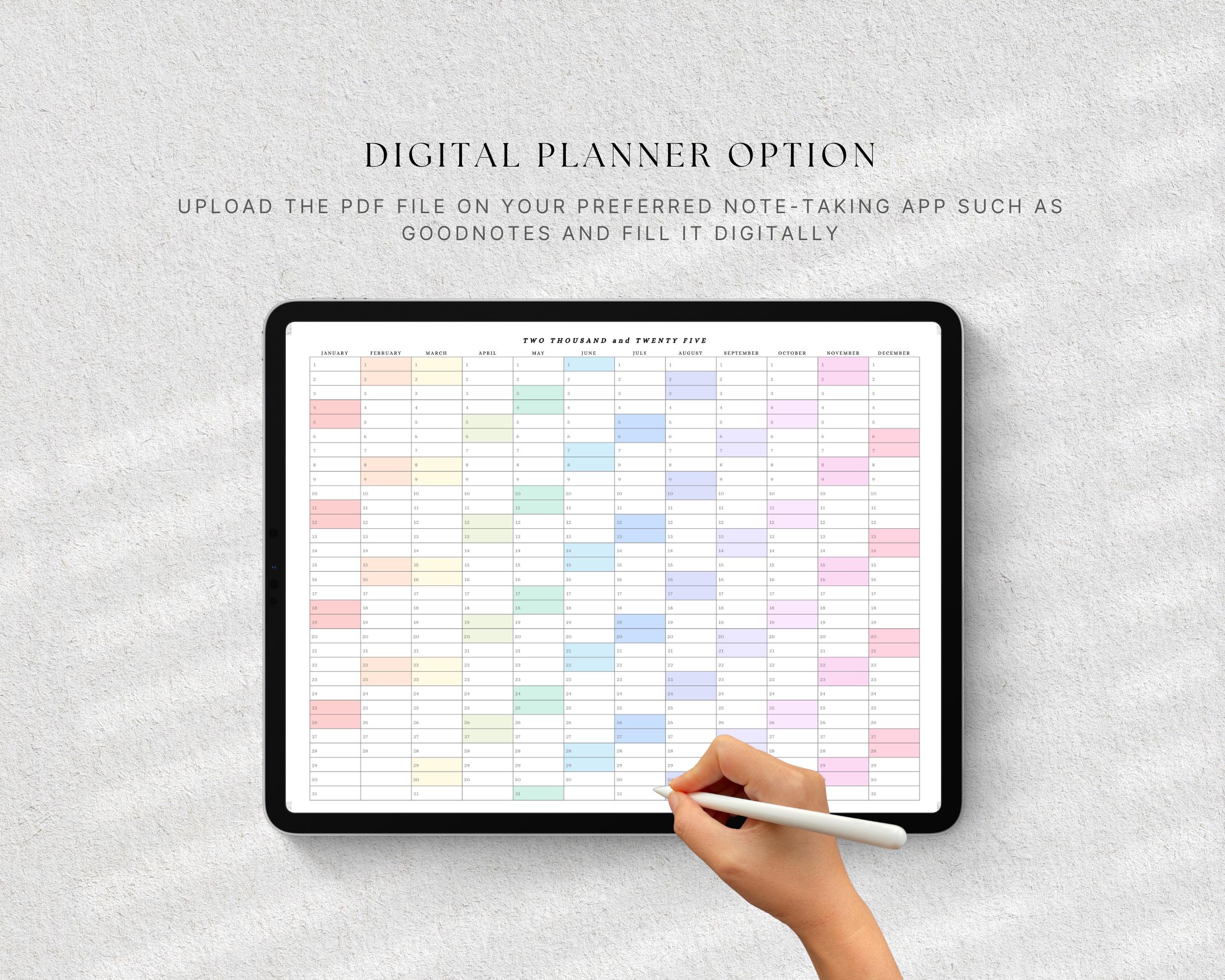 2025 Rainbow Wall Calendar: Year at A Glance Planner (printable PDF) - Etsy