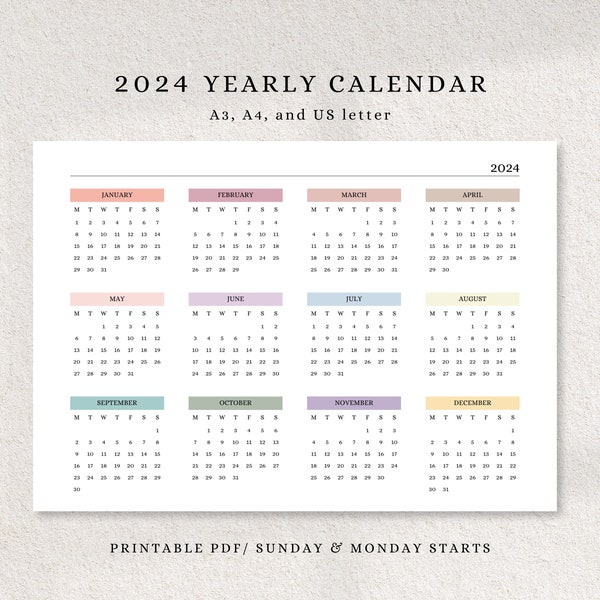 Colorful Calendar - Etsy