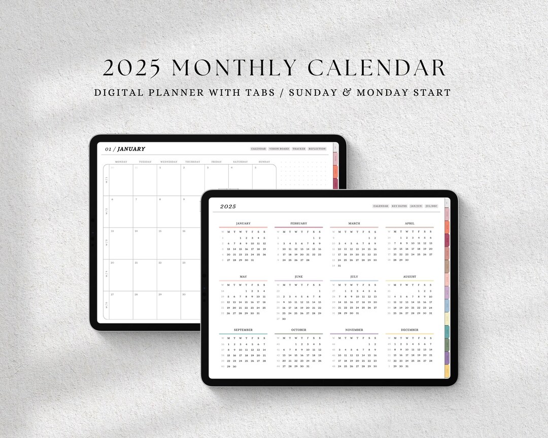 2025 Monthly Digital Planner, Landscape Calendar for Goodnotes, Xodo ...