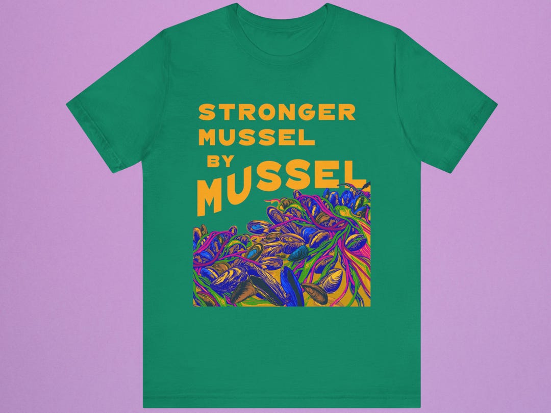 Unisex Mussel Cotton Tee Eco-friendly Cotton T-shirt Ocean Themed Hand ...
