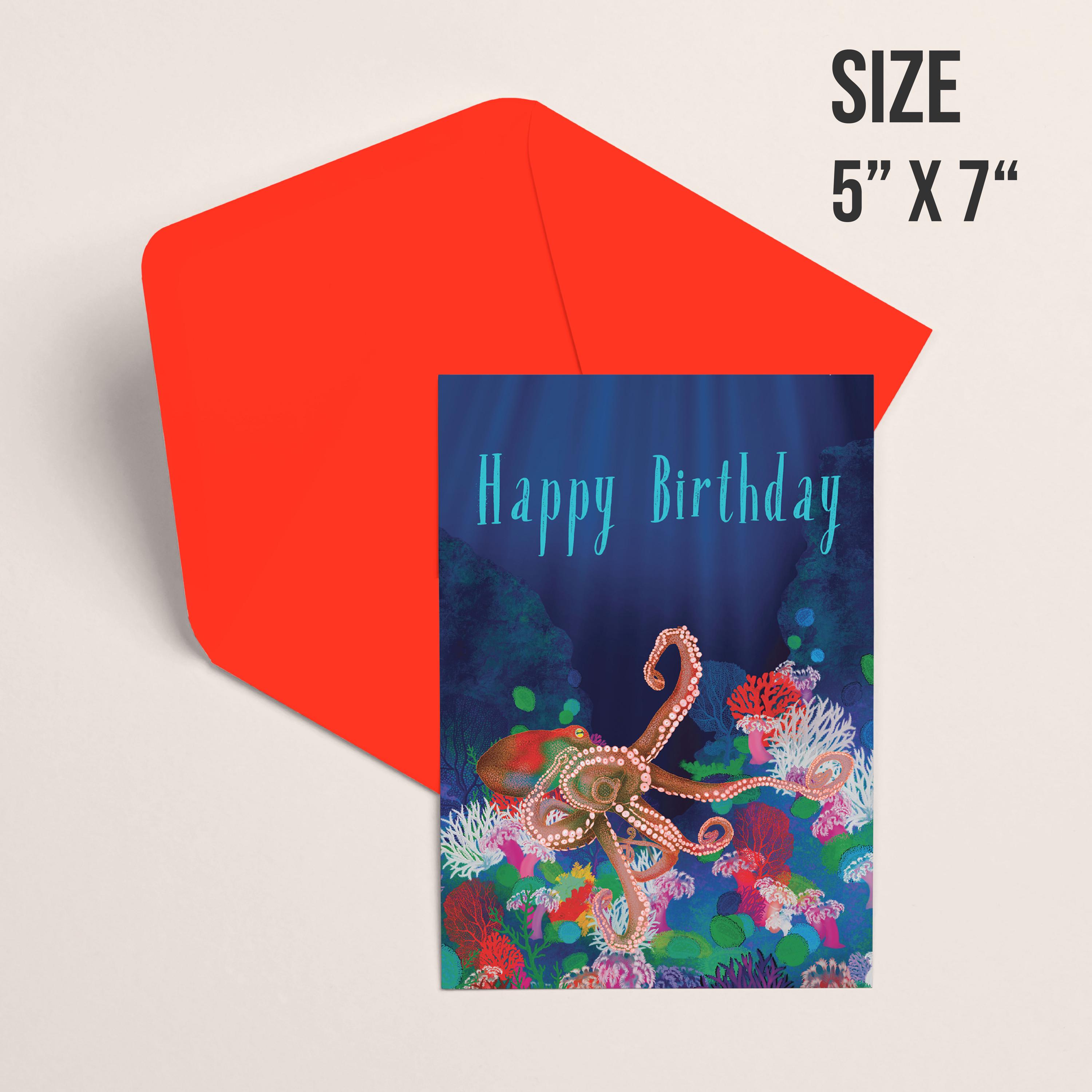 Octopus Birthday Card for Kids Sea Lover Present Idea for Party ...