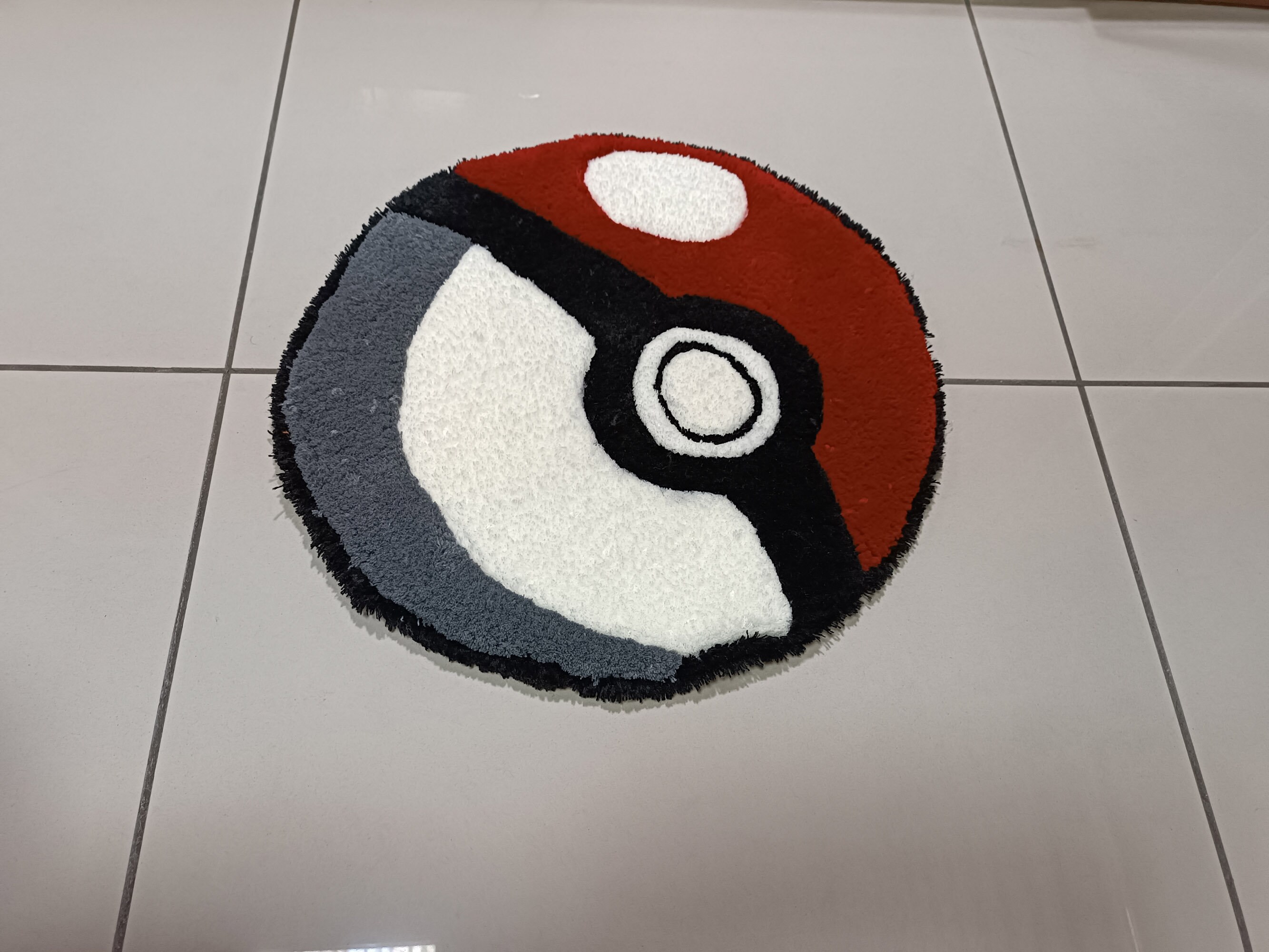 Pokeball Tufted Rug, Anime Tufted Decor, %100 Handmade Rug, Decorative ...