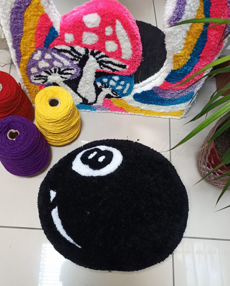 8 Ball Rug, Custom Color 8 Ball Rug, Billiard Rug, Aesthetic Tufted ...