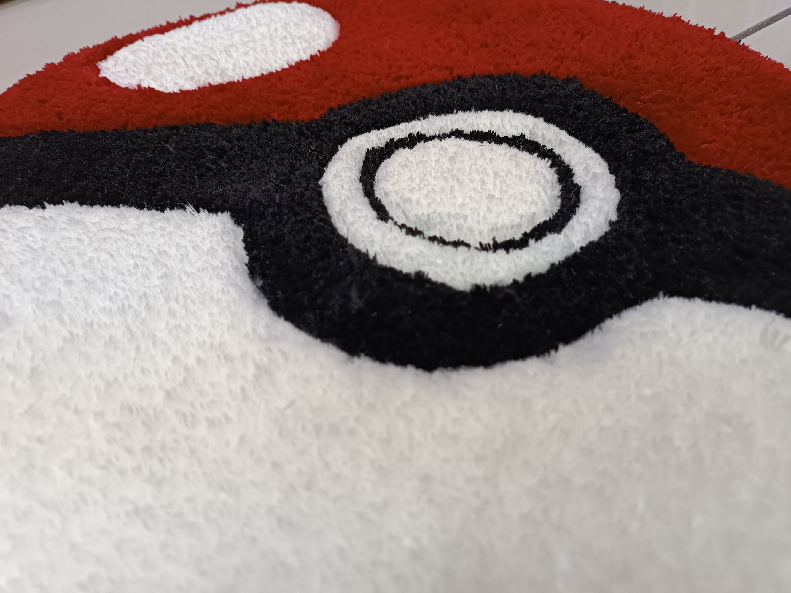 Pokeball Tufted Rug, Anime Tufted Decor, %100 Handmade Rug, Decorative ...