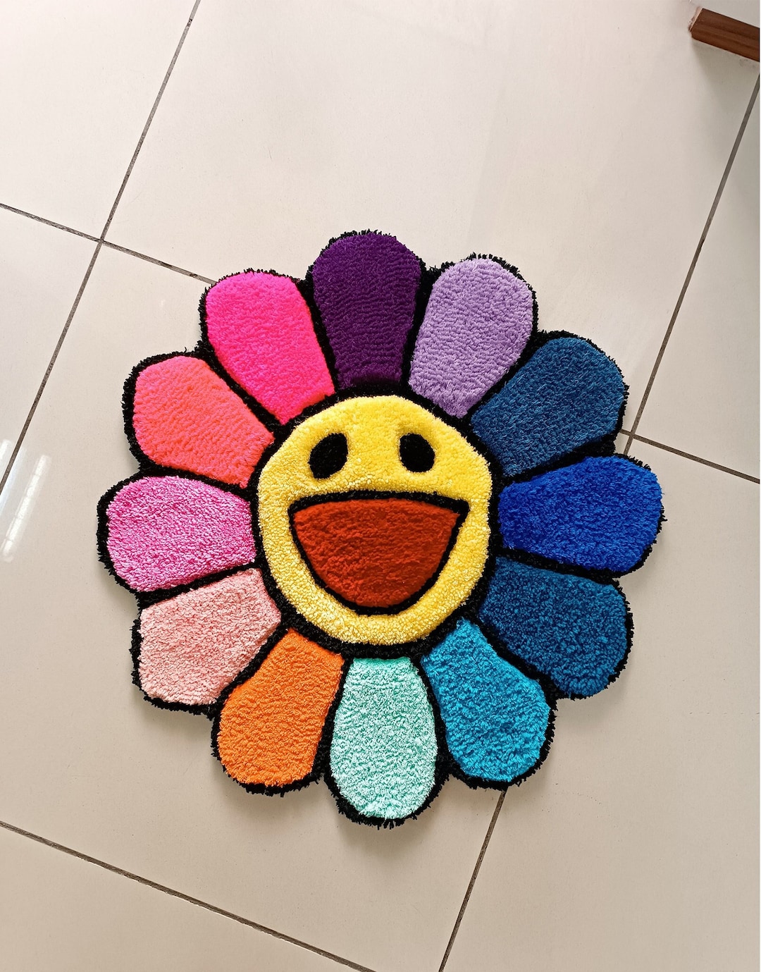 Rainbow Flower Rug, Takashi Murakami Flower Rug, Cozy Tufting Rug ...
