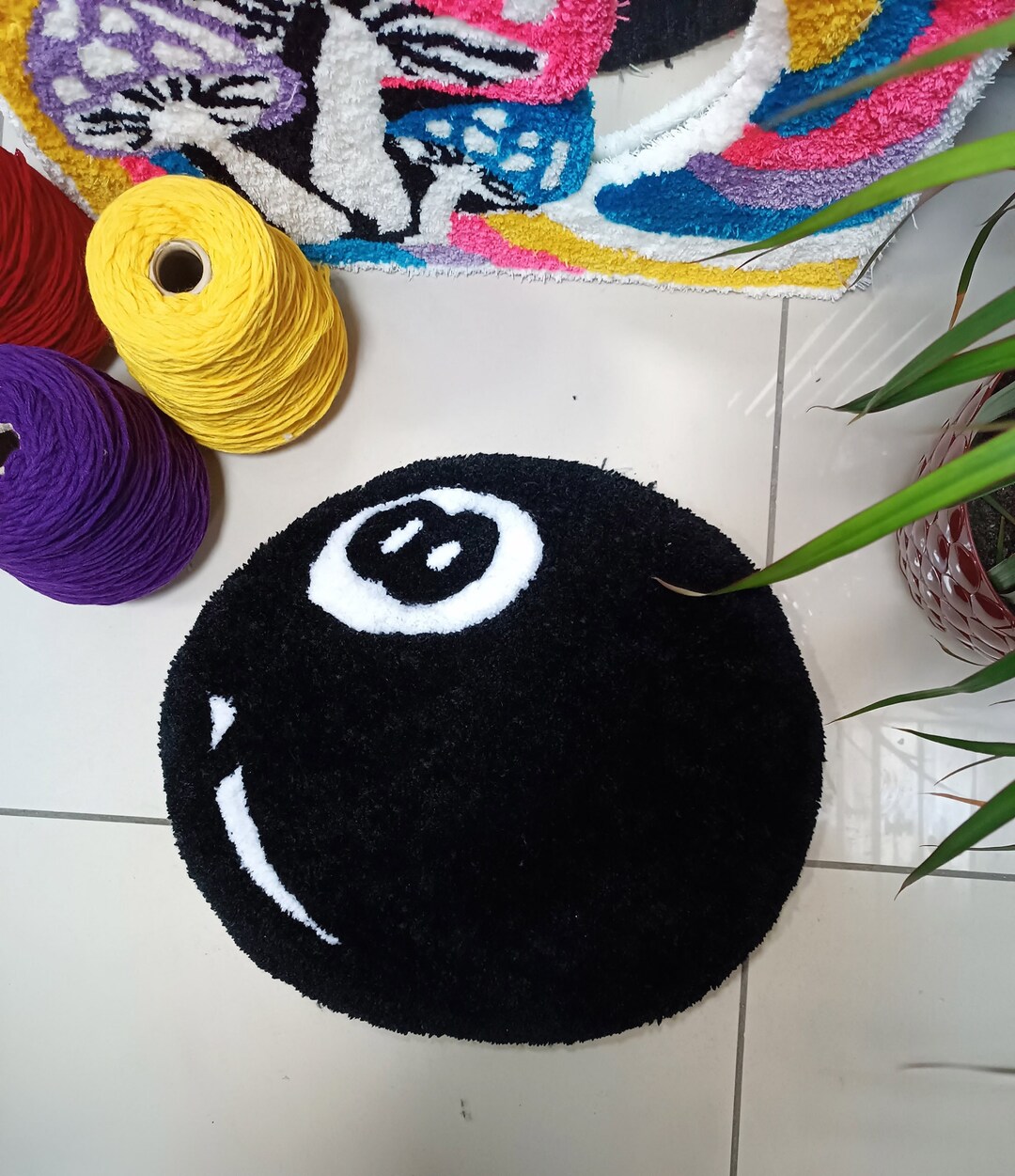 8 Ball Rug, Custom Color 8 Ball Rug, Billiard Rug, Aesthetic Tufted ...