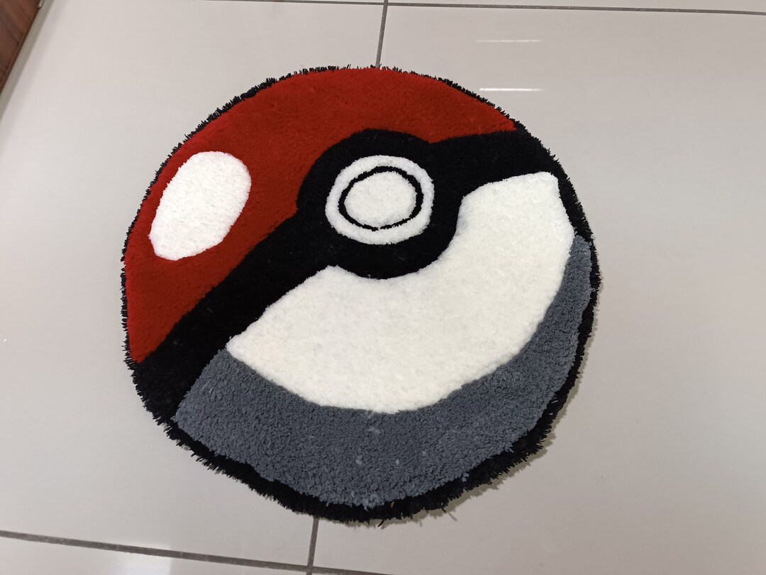 Pokeball Tufted Rug, Anime Tufted Decor, %100 Handmade Rug, Decorative ...
