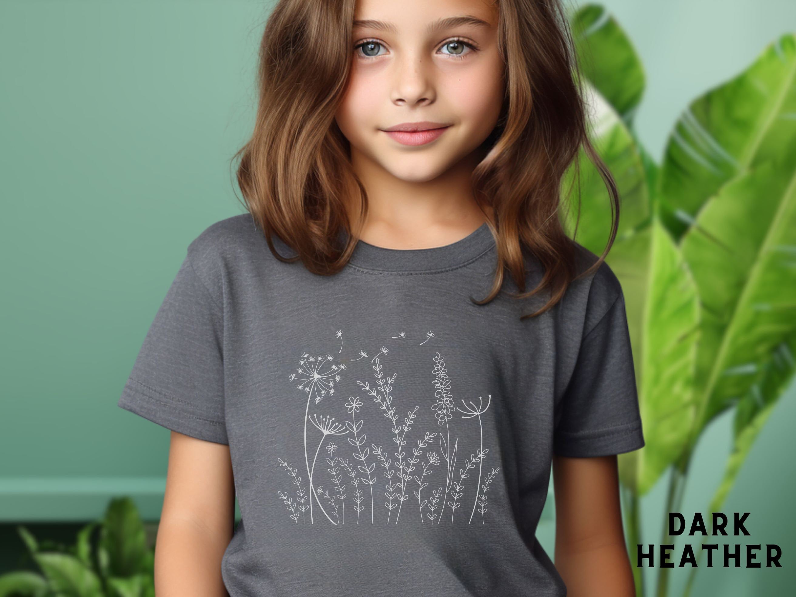 Kids Floral Shirt, Simple Wildflowers T-shirt, Gift for Daughter, Cute ...