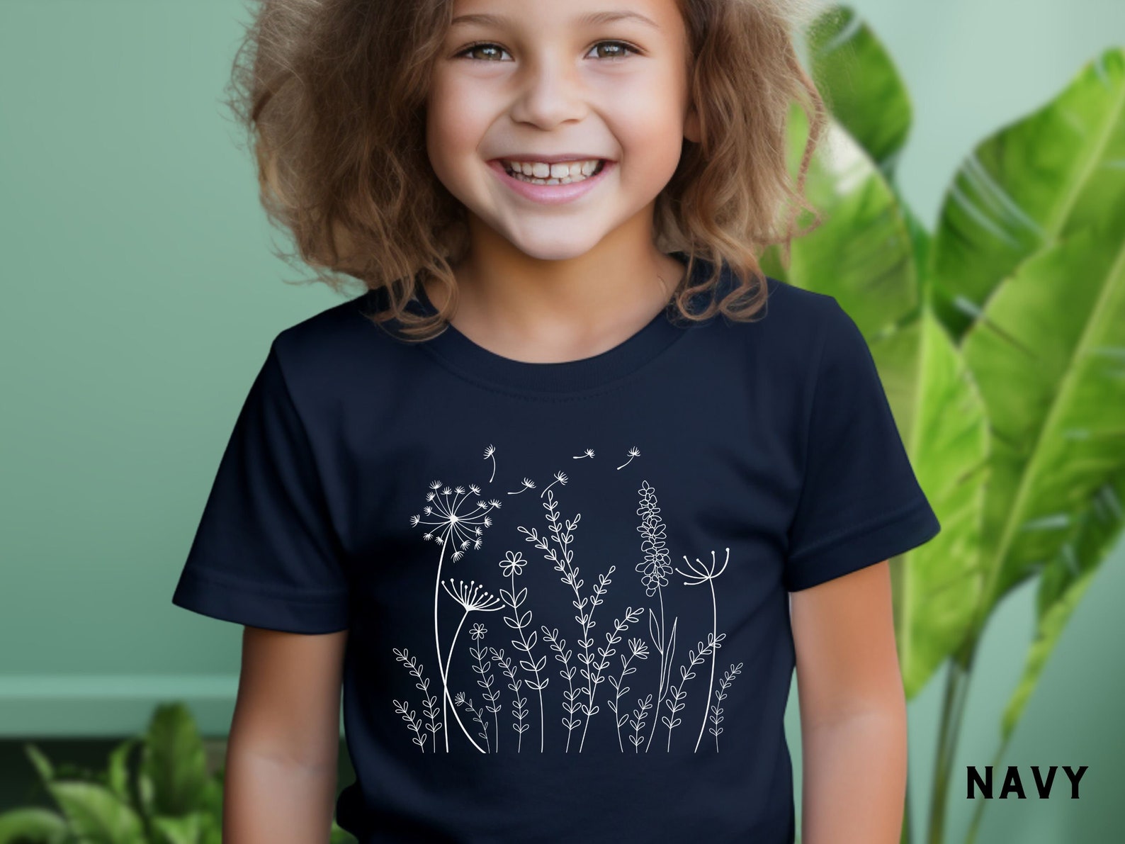 Kids Floral Shirt, Simple Wildflowers T-shirt, Gift for Daughter, Cute ...